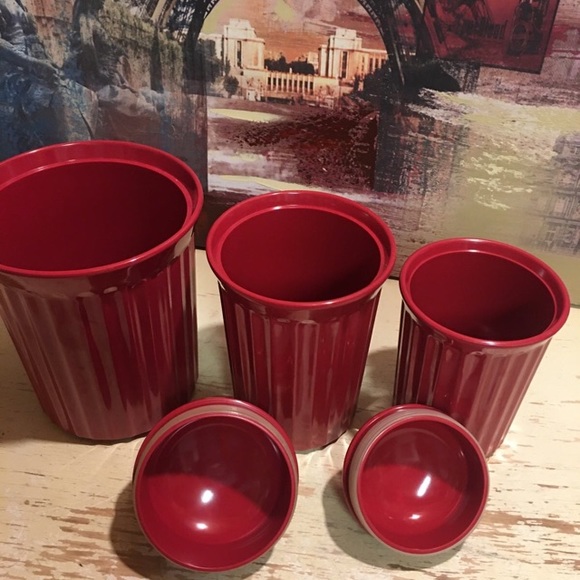 Accessories | Vintage Red Canisters Set 3 | Poshmark